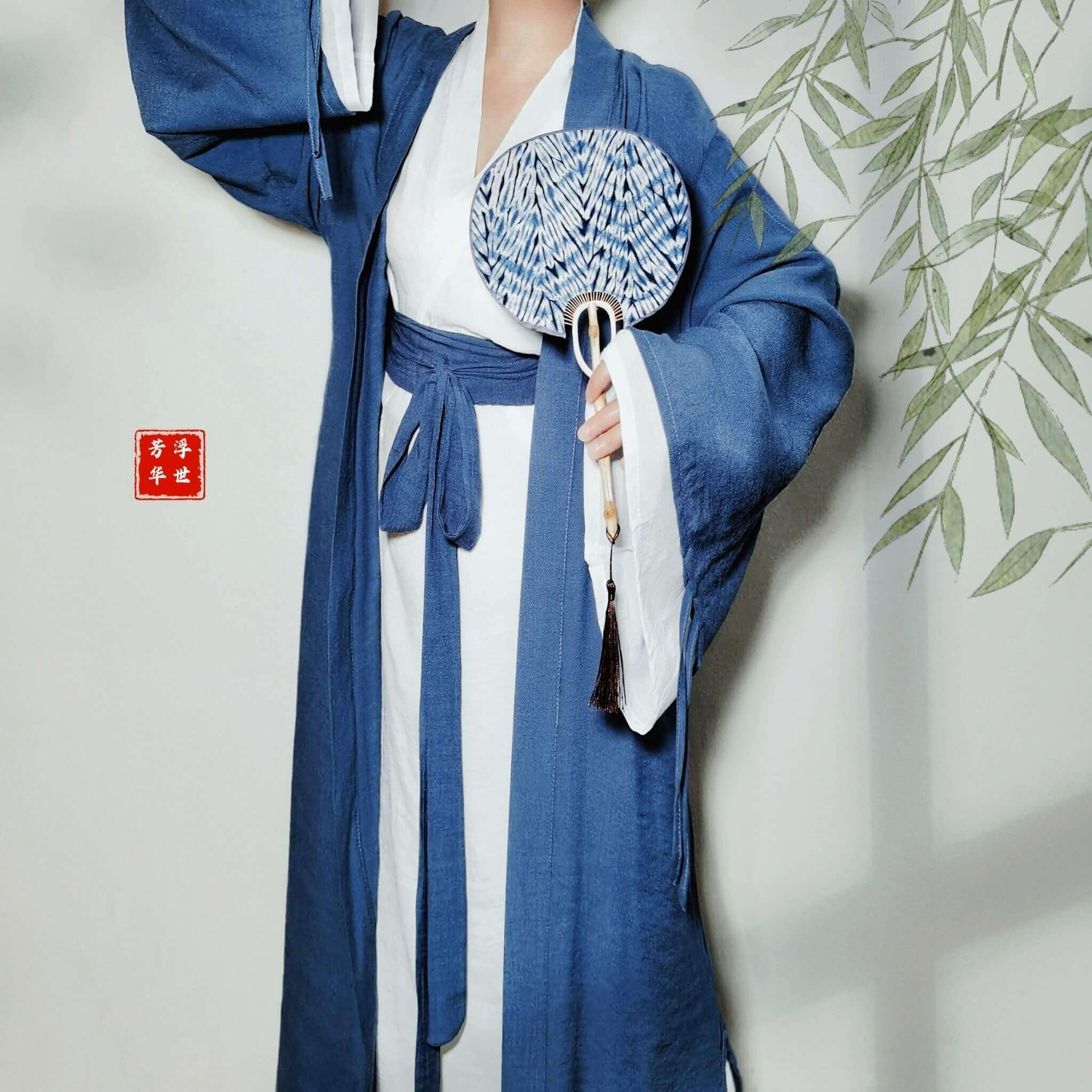 Hanfu Dress, Ancient China Song Dynasty Traditional Costume, Blue+Whit ...