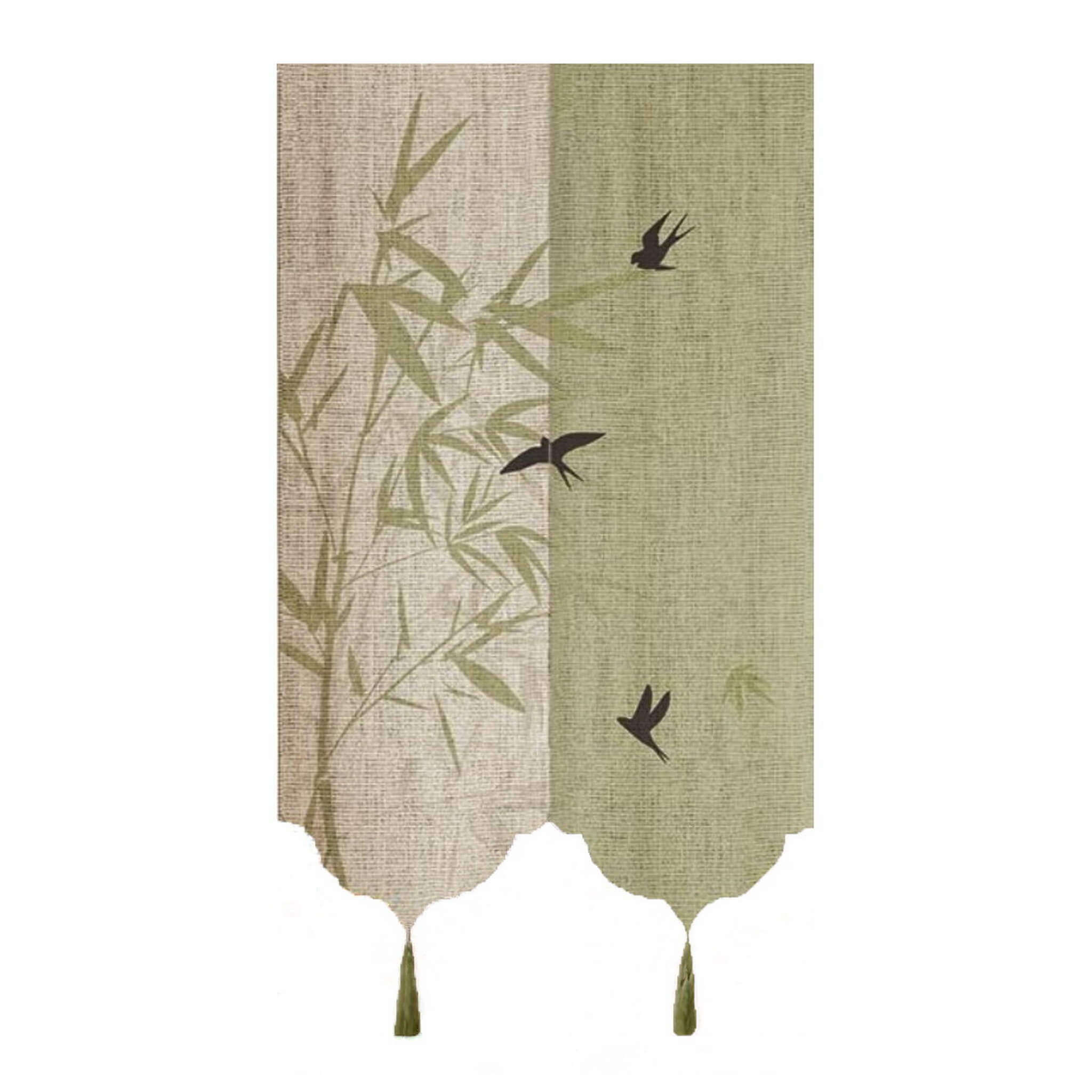 Japanese Noren Curtain, Hand-Printed Bamboo Room Divider, 4 Sizes – 7vcraft